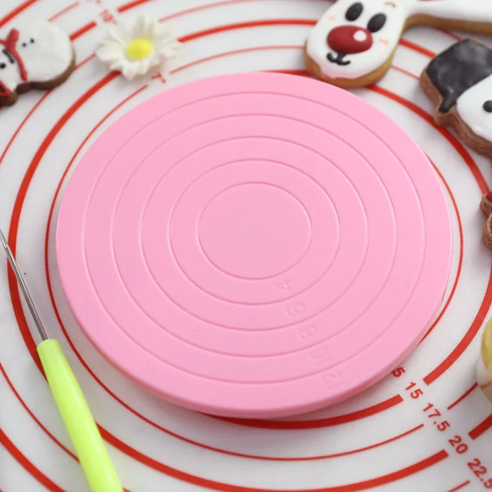 Mini Round Plastic Cookie Turntable Biscuit Decorating Rotating Stand ...