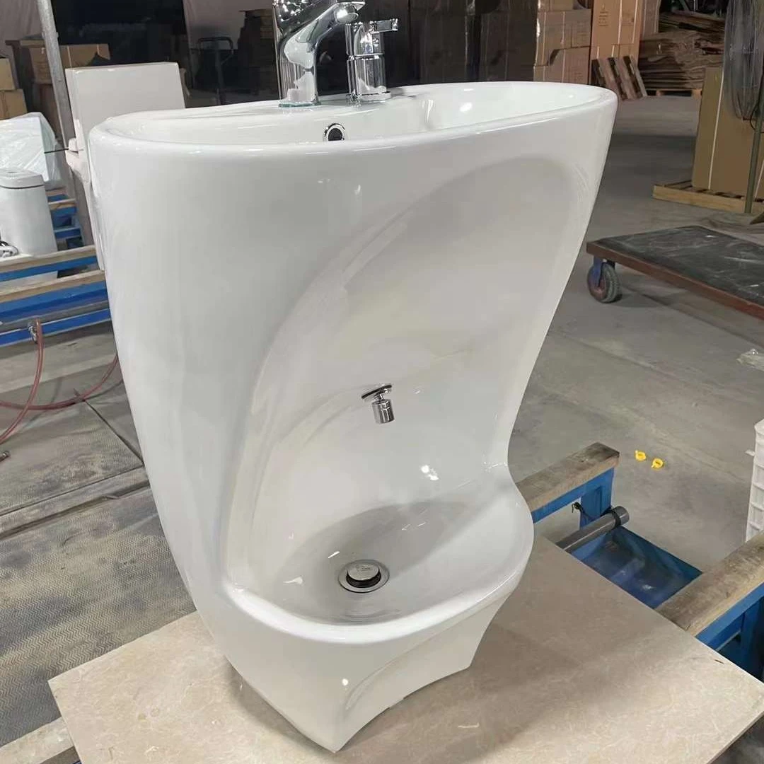 Ceramic Double Level Pedestal Sink for Bathrooms - Muslim Wudu Wash ...