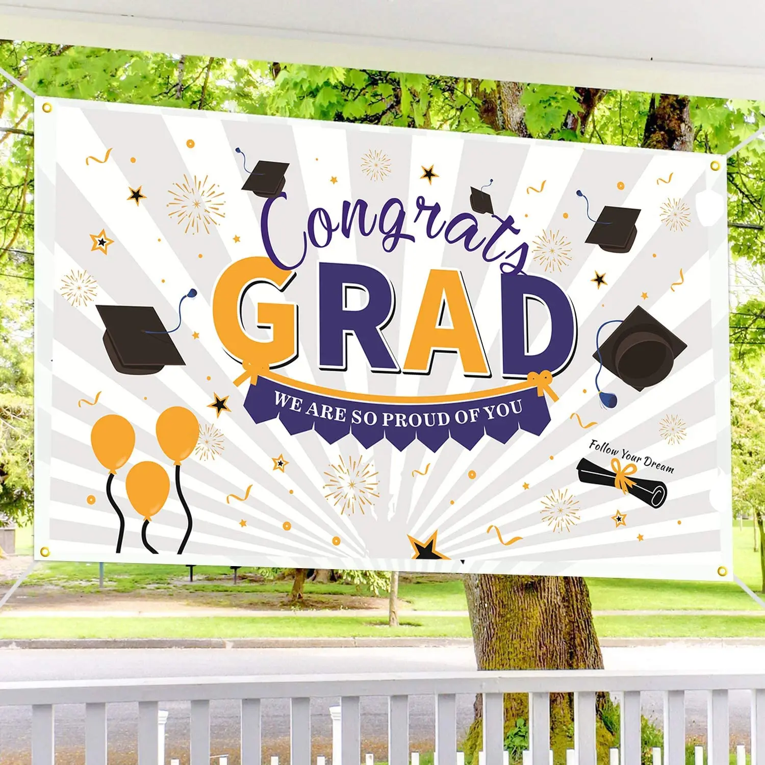 Graduation Party Backdrop Banner - Congrats Sign Decoration