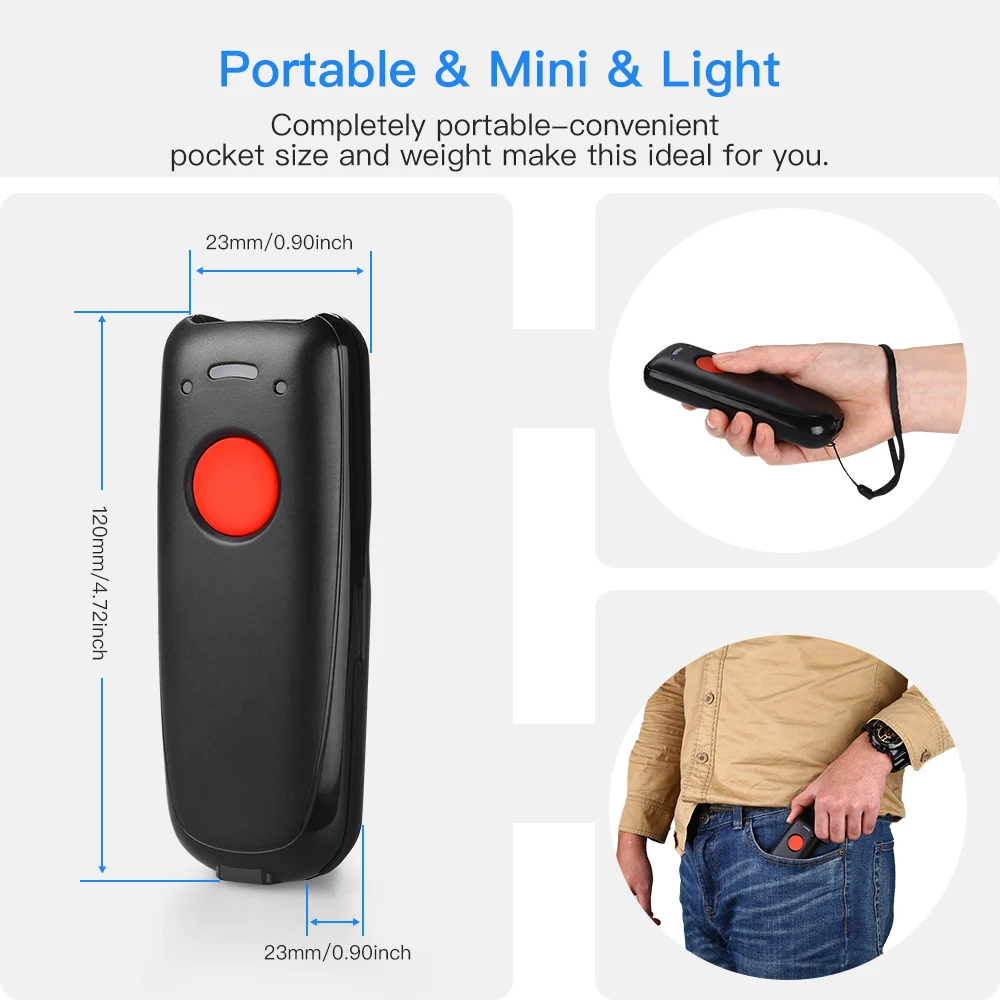 Mini 2d Wireless Barcode Scanner,Compatible With B-t Function & 2.4ghz ...
