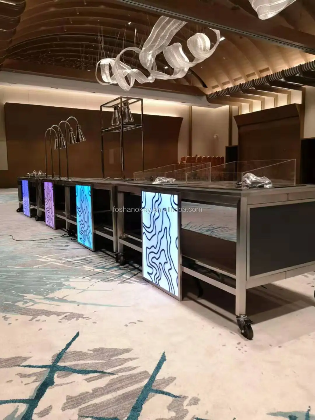 Okey Restaurant Kitchen Equipment Stainless Steel Structure Led Mobile ...