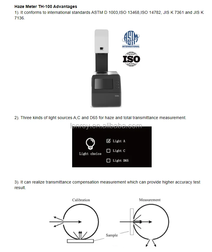 Economic Haze Meter - ASTM D 1003, ISO 13468, ISO 14782