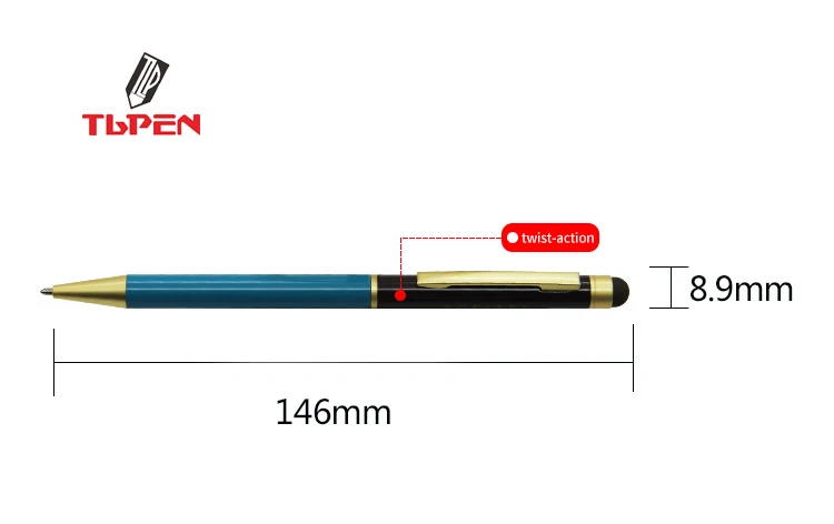 Classical Black Metal Touch Stylus Ballpoint Pen for Hotels
