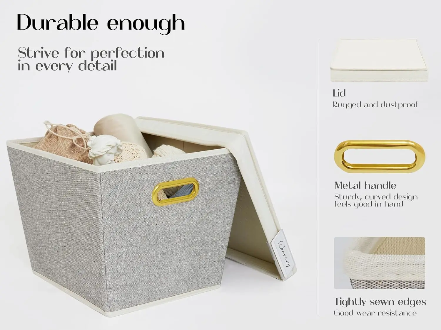 Trapezoid Fabric Storage Boxes With Lids Foldable Organizing Bins For ...