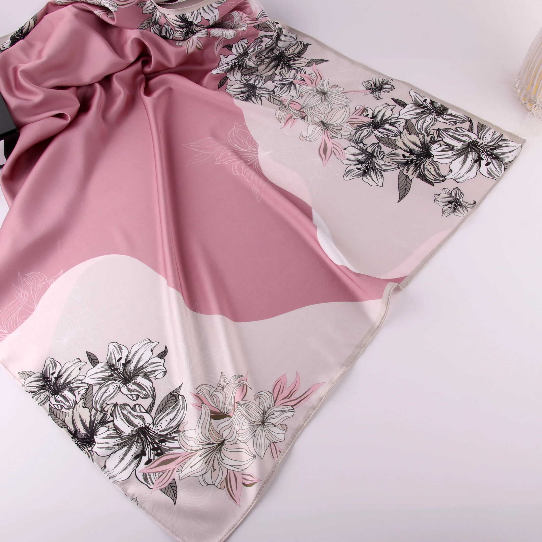 2021custom New Patterns Islamic Bawal Tudung Satin Silk Floral Printed ...