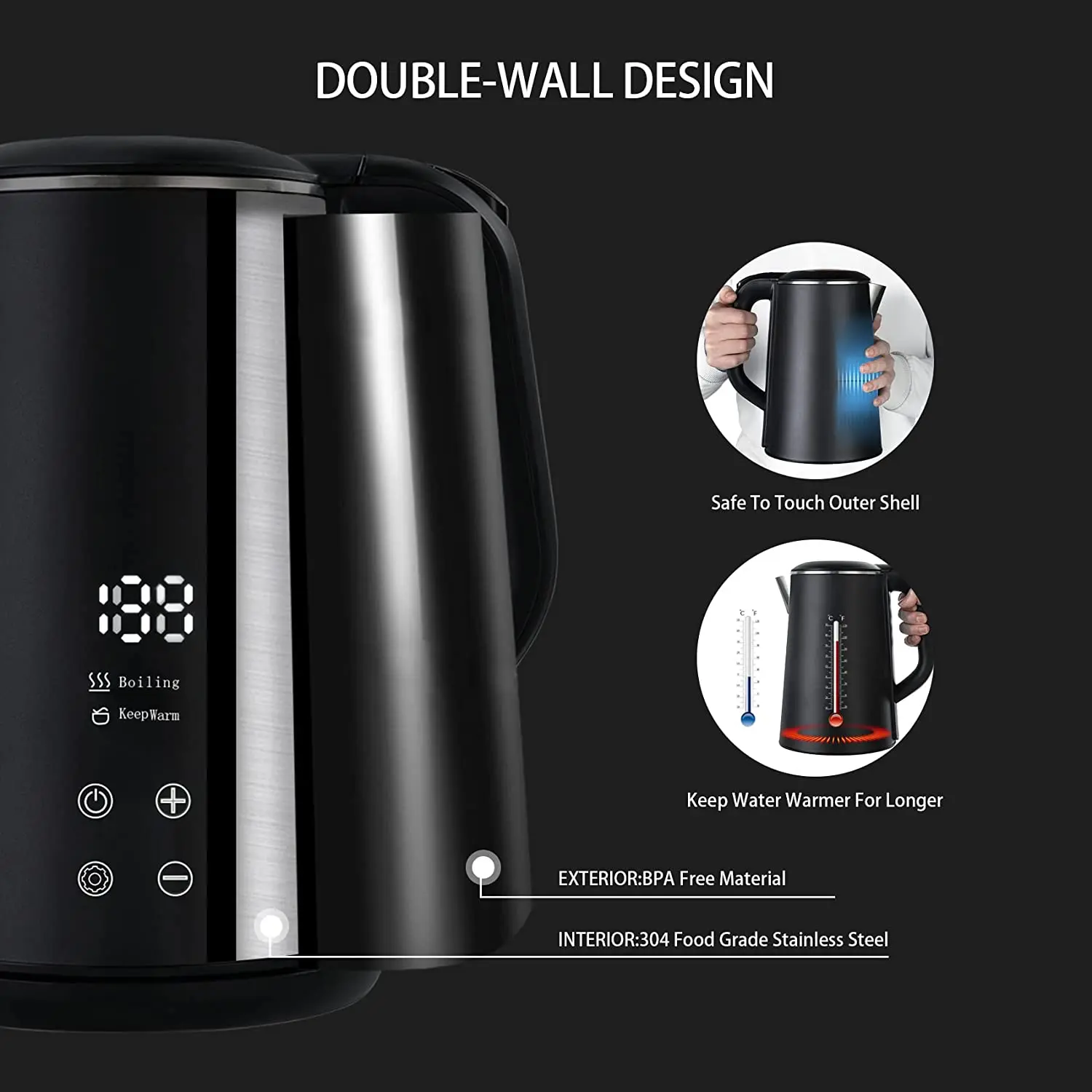 Smart Electric Kettle with Touch Screen Control & Keep Warm