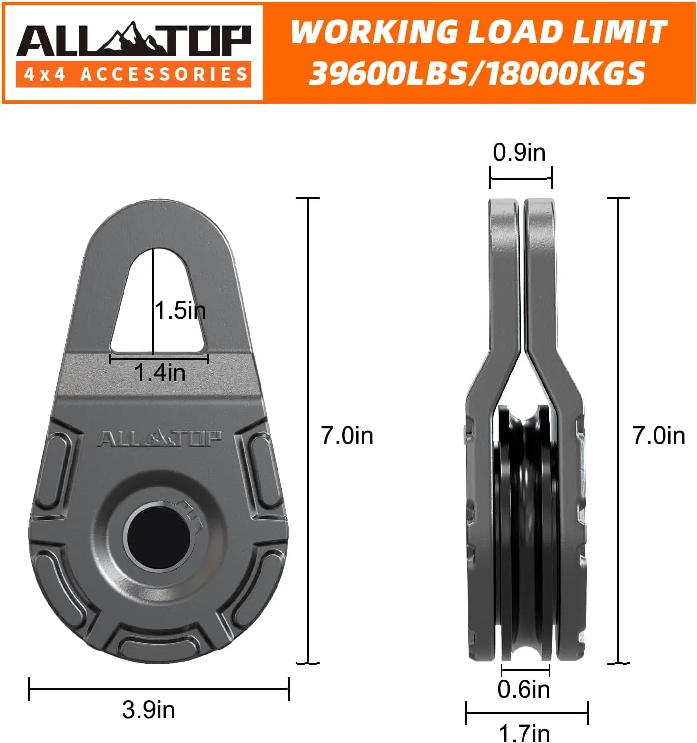 12Tons Heavy Duty Recovery Winch 4x4 Snatch Pulley Block Forged Snatch ...