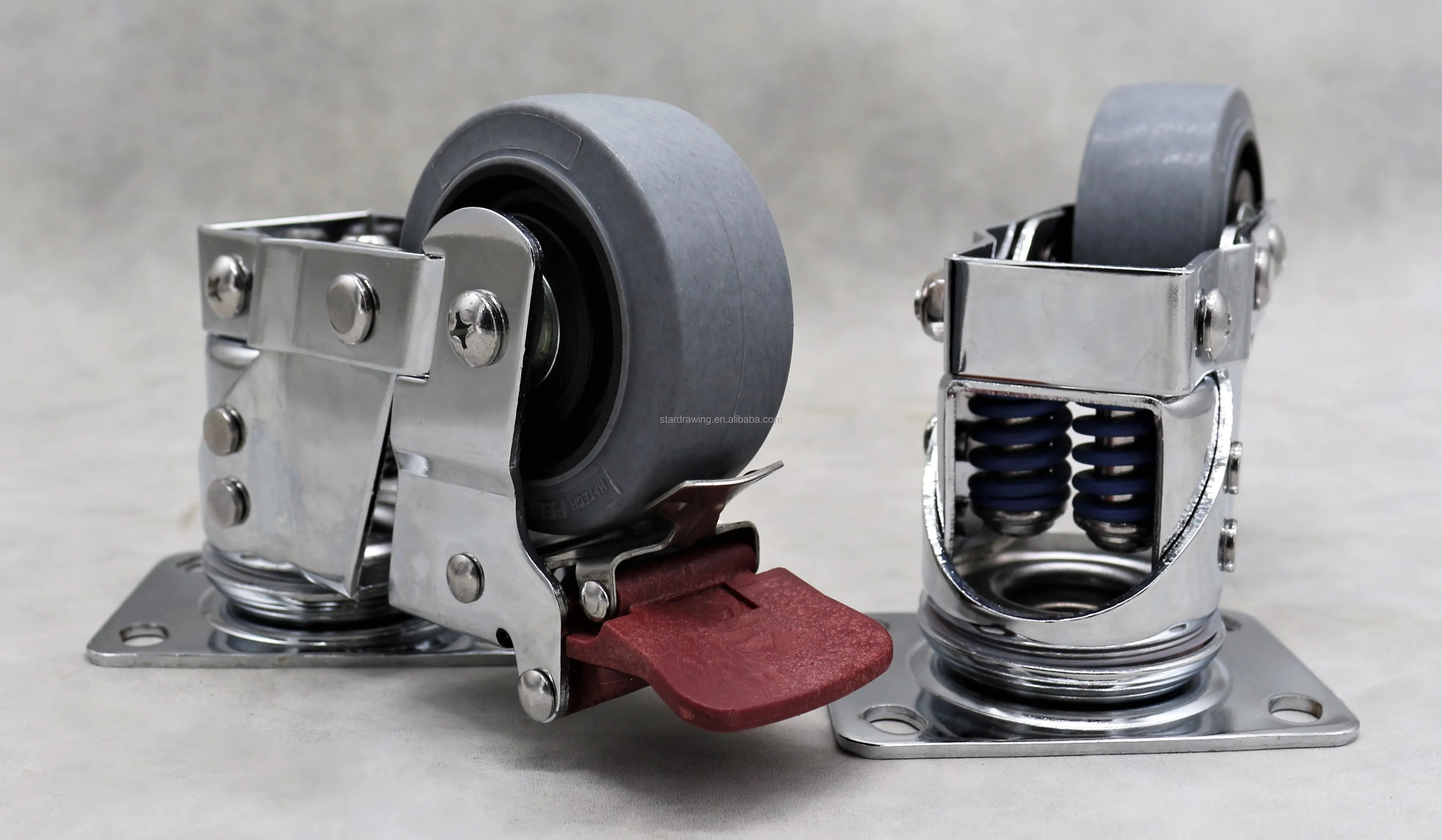 SS ESD Spring Loaded Casters Wheels Conductive Rubber Wheel 3 4 5 Inch ...