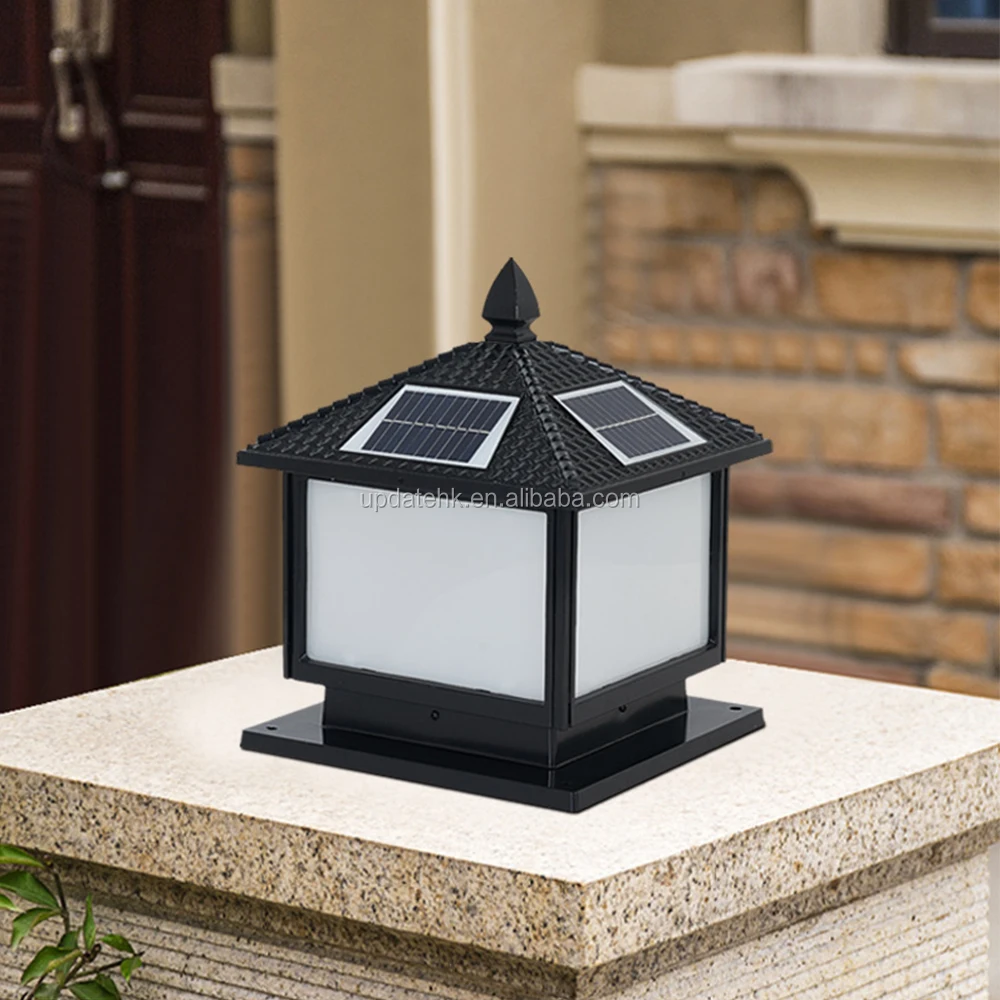 Chinese Style Outdoor Solar Powered 9 Led 1.5w Garden Gate Post Pillar ...