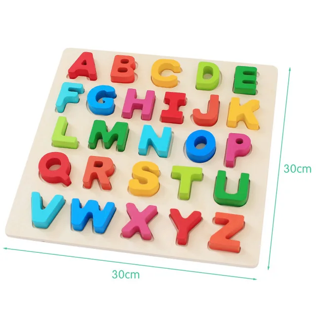 Alphabet Puzzle Board Blocks Numbers Shapes Wooden For Toddlers ...