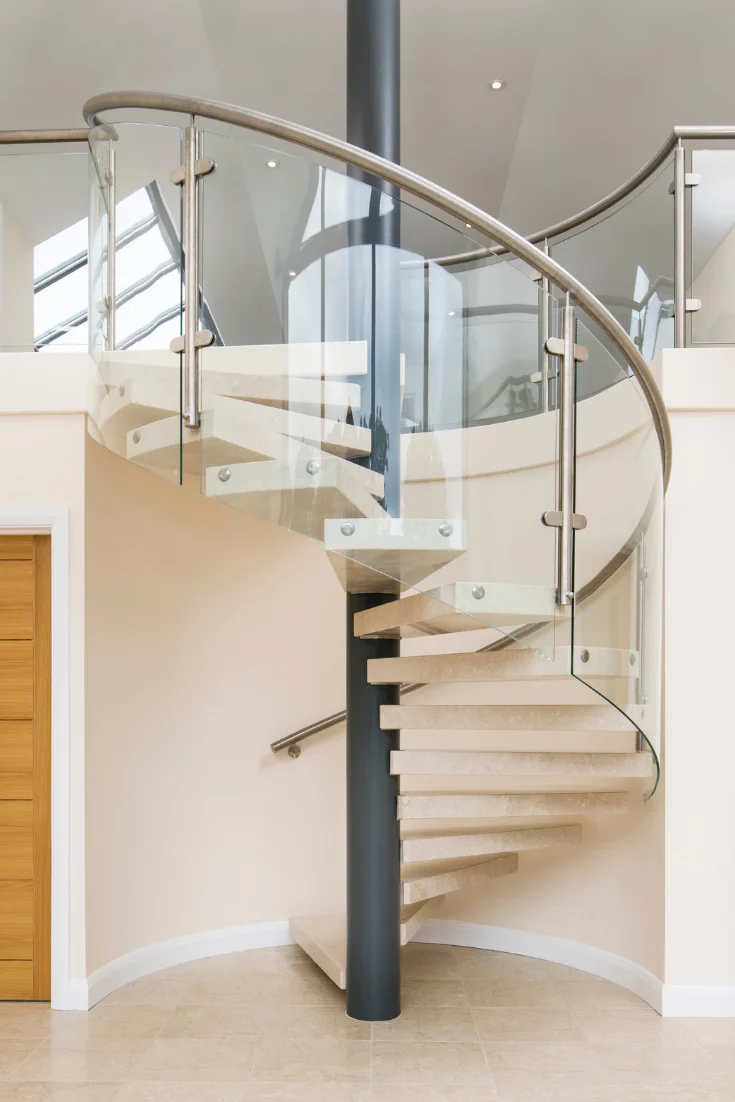 Modern Interior Metal Curved Stairs - Small Space Solutions