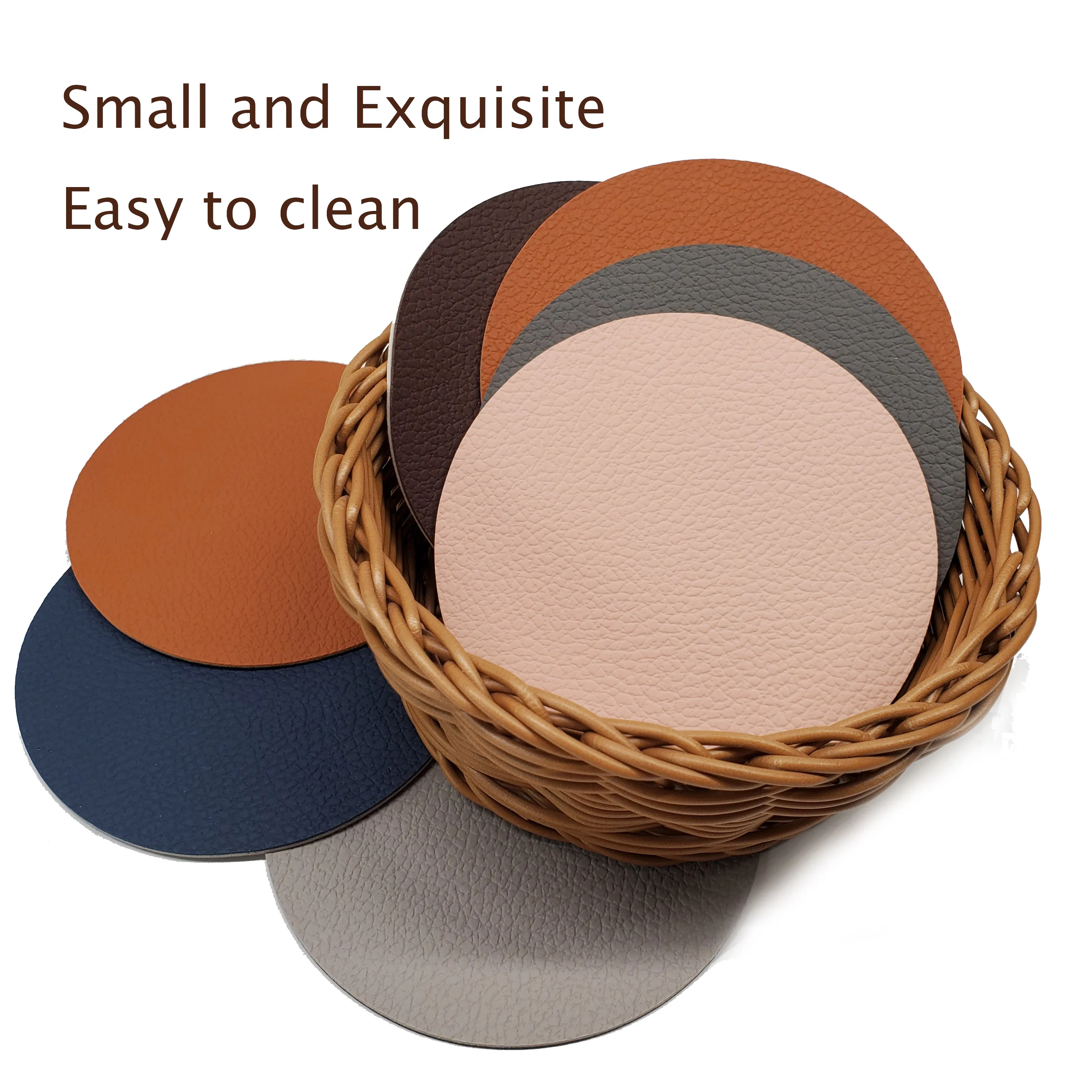 Tabletex Double-sided Leather Double-sided Color 10cm Round Coasters ...