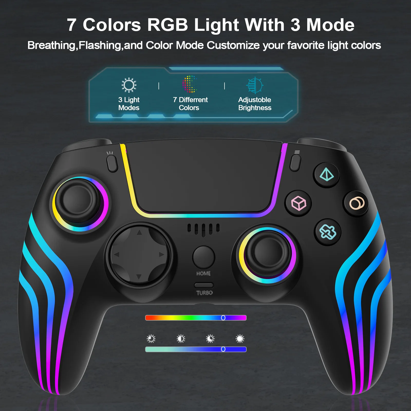 P5 Wireless Game Controller with RGB Light & Vibration - Six-Axis ...