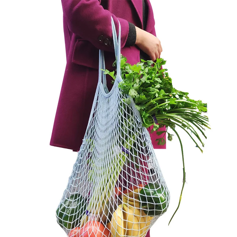 Cotton Net Bag Recyclable Eco-freindly Portable Washable Drawstring ...