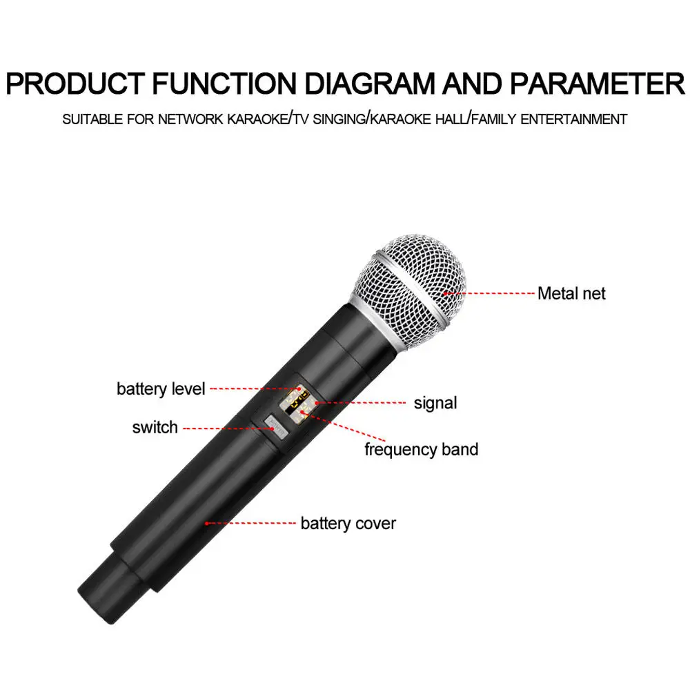 Professional Uhf Wireless Microphone Vocal Handheld Mic Long Distance ...
