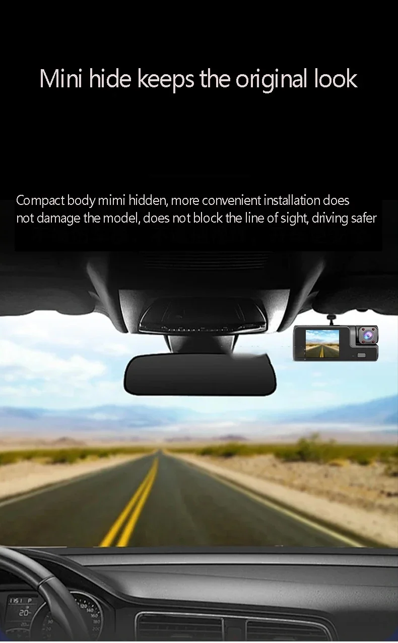 HD 1080P Dashcam with Three Lens - Universal Vehicle Recorder