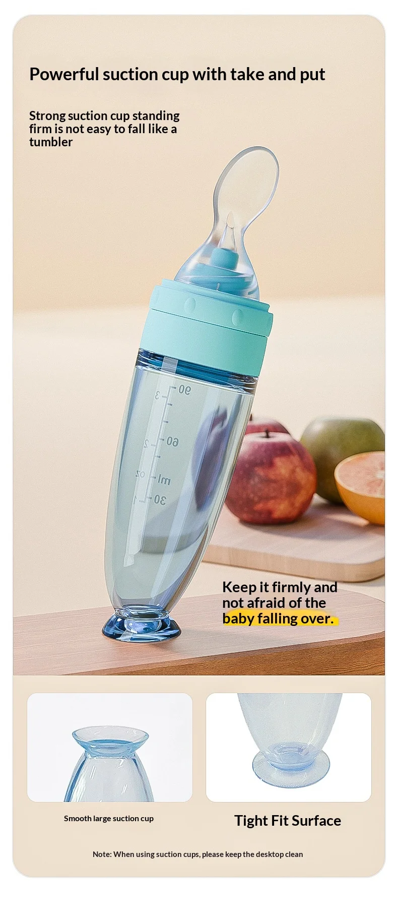 Bottle Squeeze Feeding Spoon with Sucker Feeding Device New Baby ...