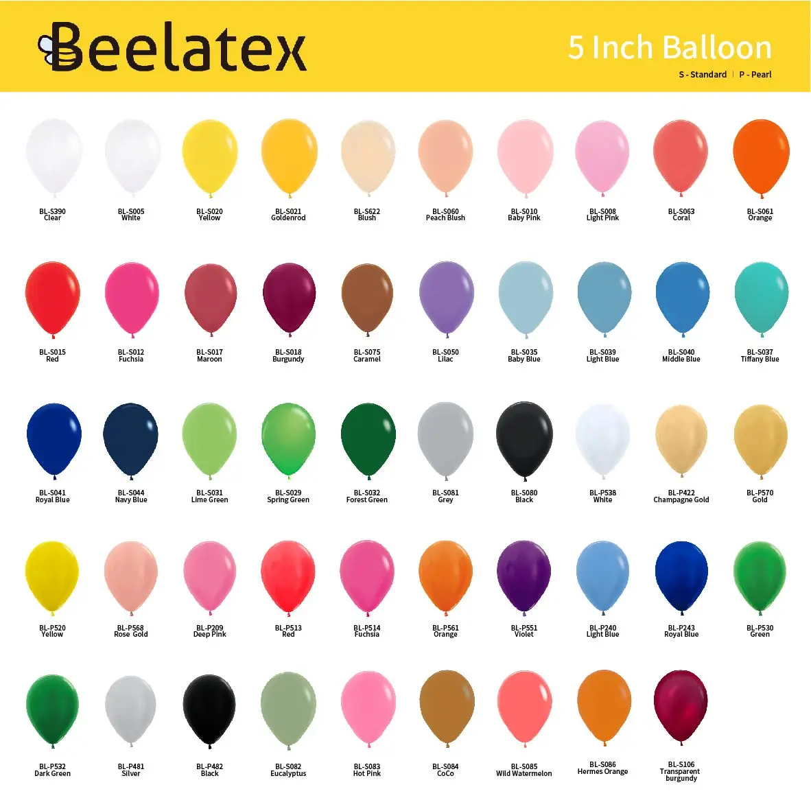 Latex Balloon Color Chart - Perfect for Party Decorations
