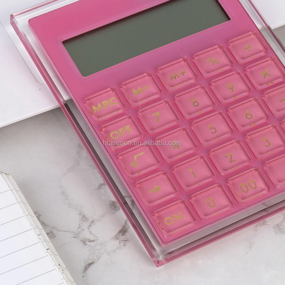 Rose Gold Solar-powered Acrylic Calculator For Office & Stationery - Oem