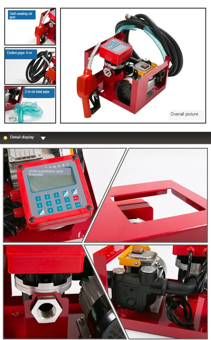 12V24V220V Portable Fuel Transfer Pump Assembly - 550W Electric