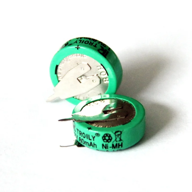 Nimh B80h 2.4v 3.6v 1.2V 80mah Rechargeable Button Cell Battery