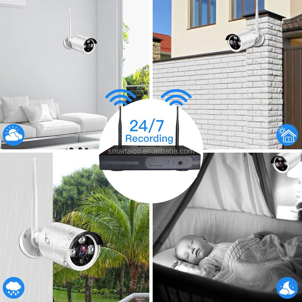 Network Hd 8 Channel Kit Nvr Dvr Set System Ip Wireless Security Wifi ...