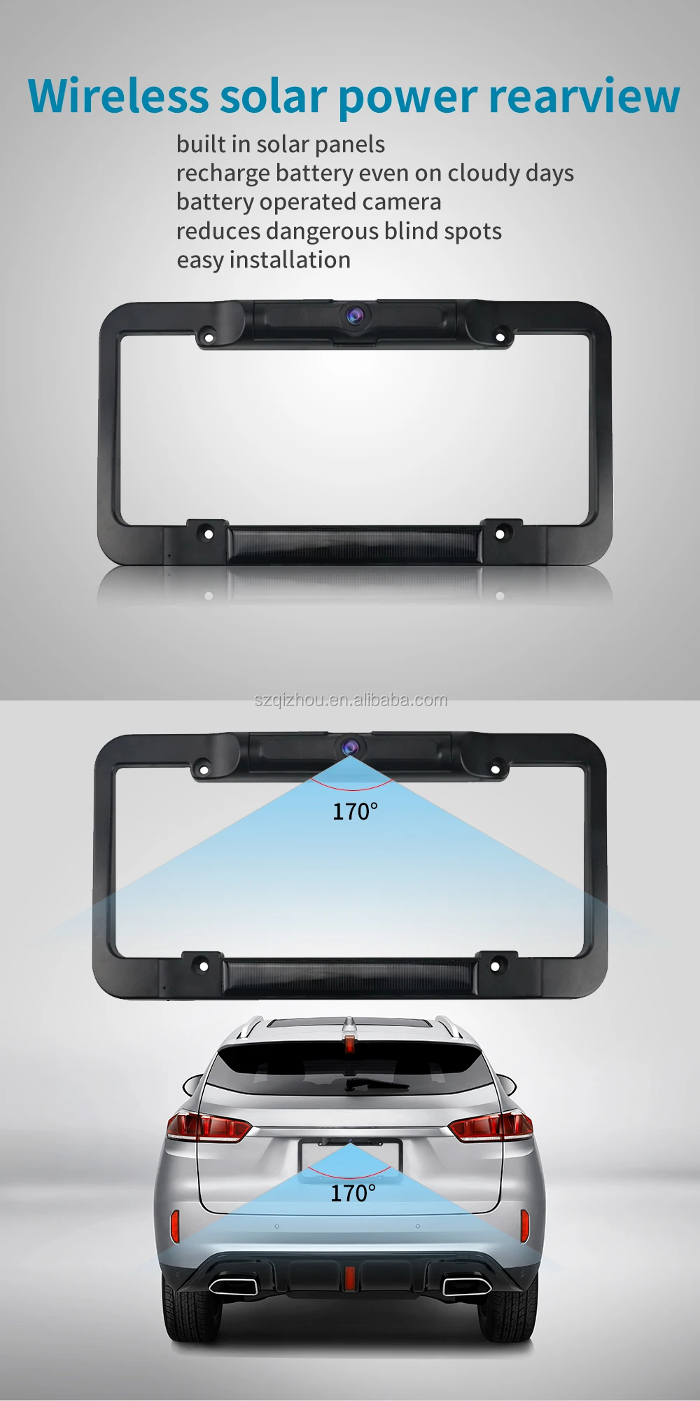Qizhou 12v 24v Solar America Car Truck Bus Rv Wireless Camera With 4.3 ...