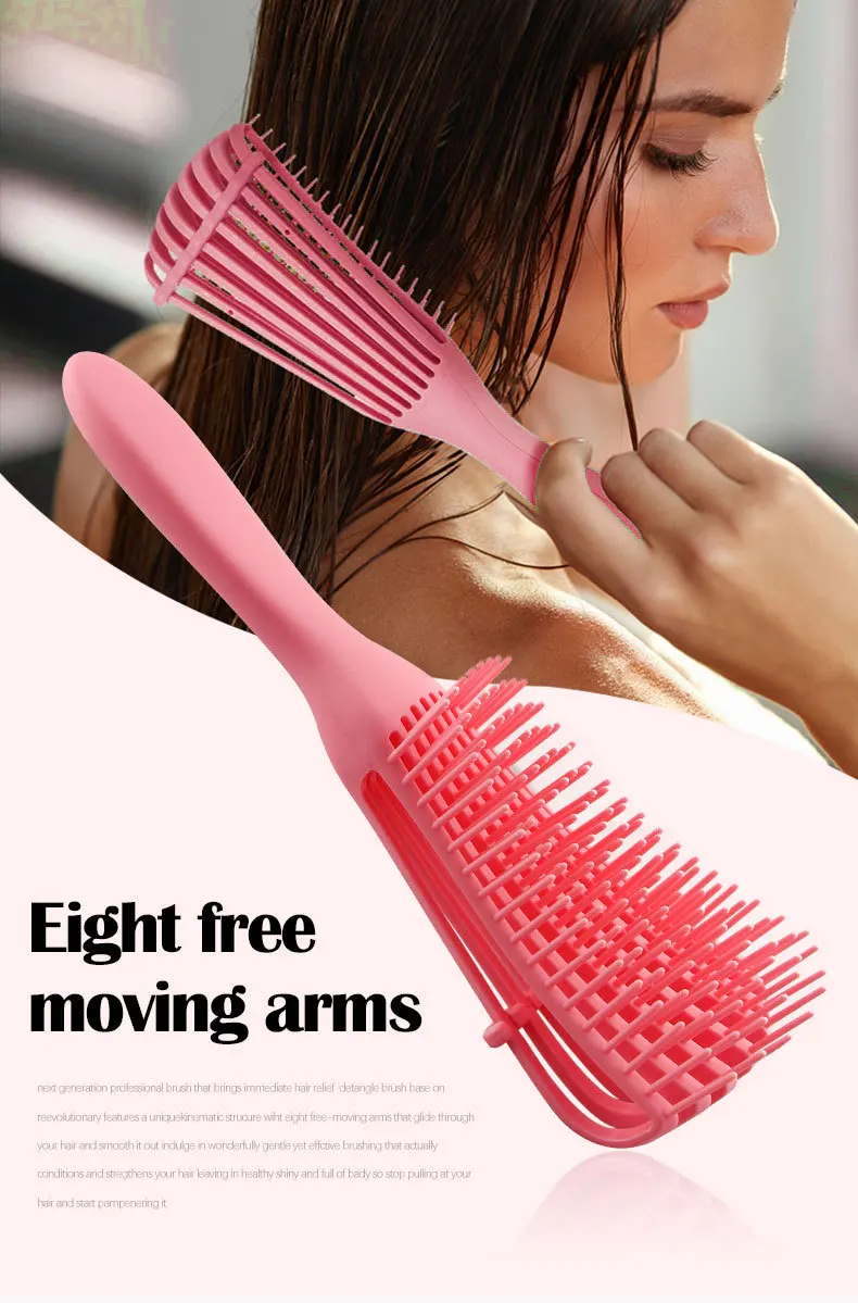 Women's Hair Detangling Brush Plastic Magic Vented Eight Rows Octopus ...