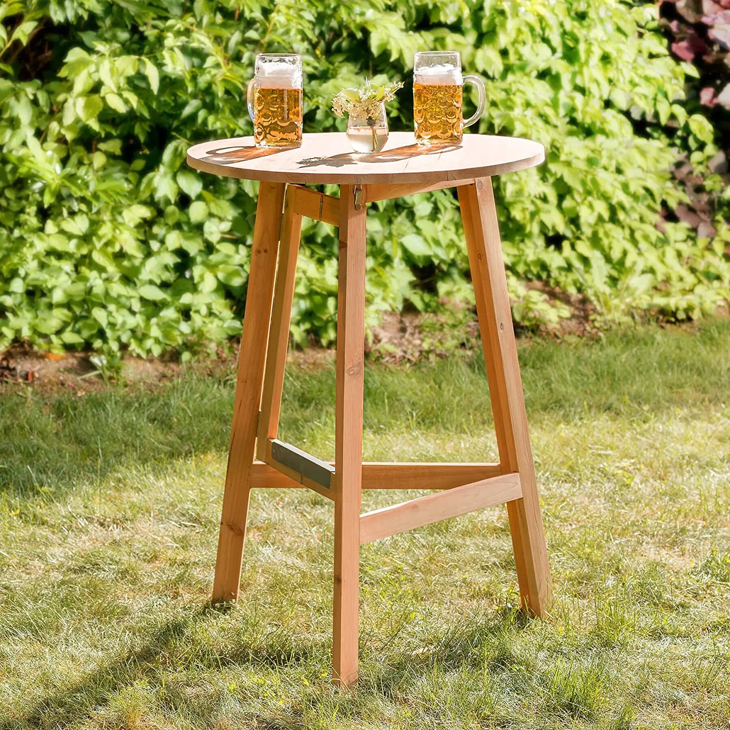 High Quality Solid Wood Folding High Table for Outdoor