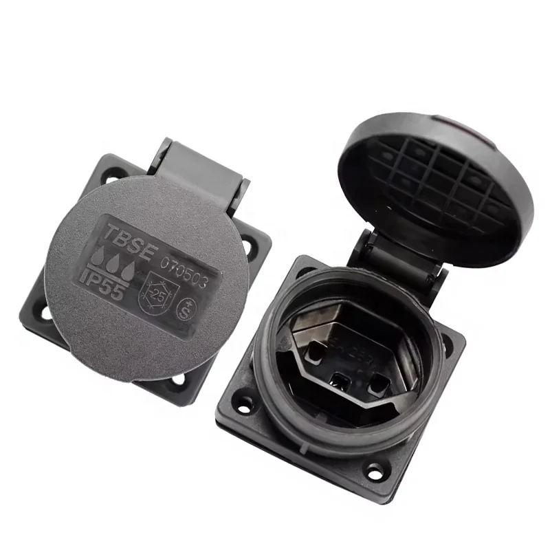 3pin Waterproof IP55 2P+E Wall Panel AC 220V 250V 16A Swiss Socket for UPS