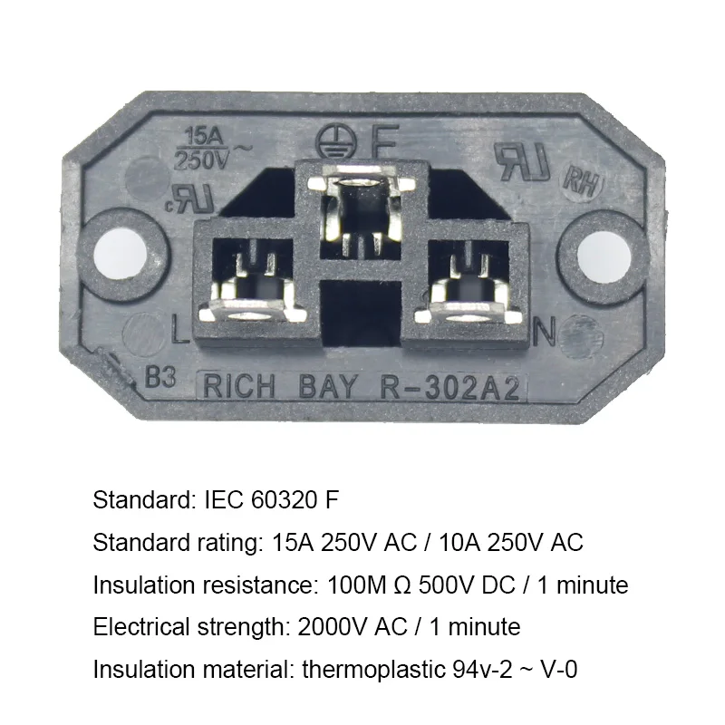 3pin Iec60320 C13 마운트 암 플러그 패널 전원 소켓 소켓 커넥터 Ac 250v 10a 리셉터클 - Buy ...