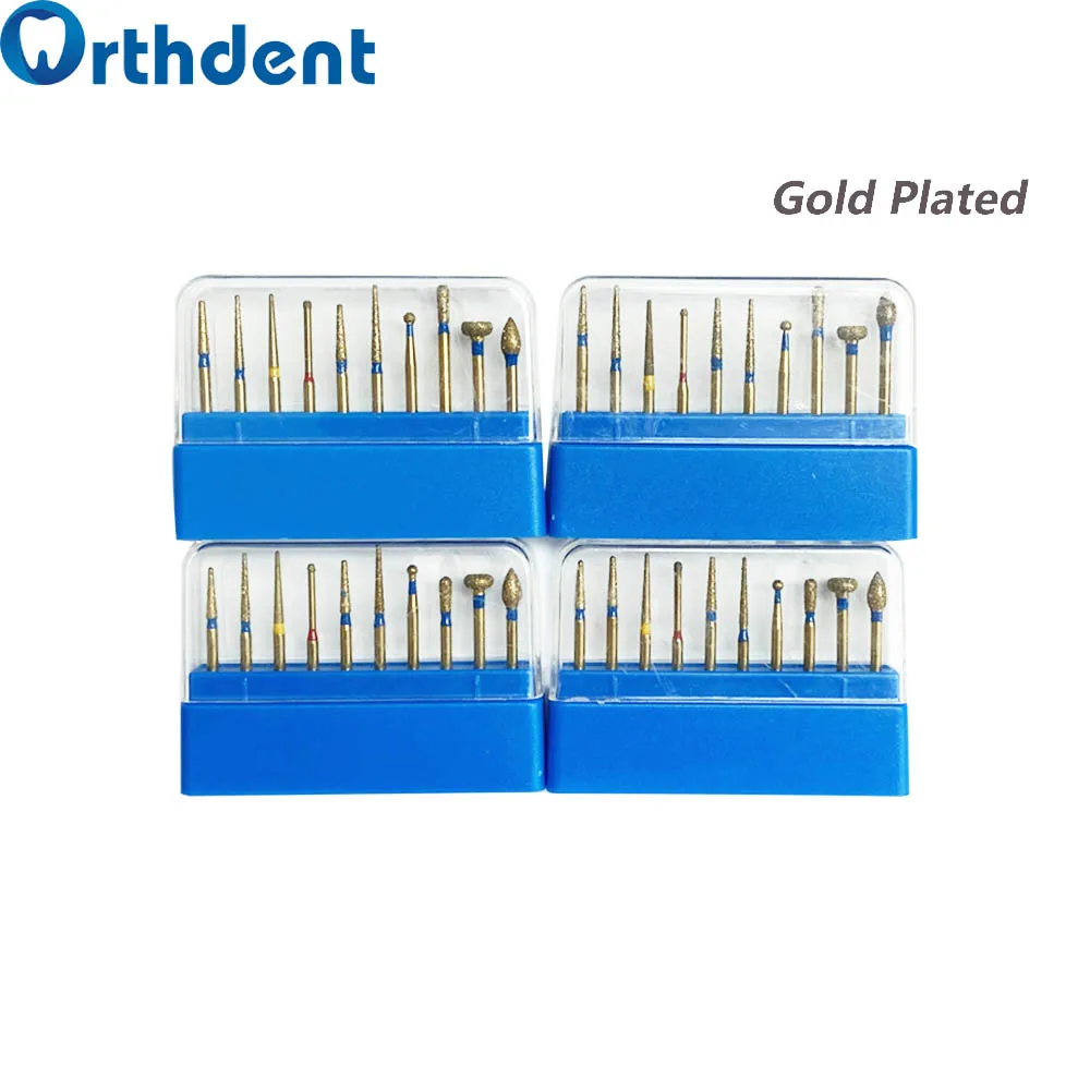 Orthdent 10Pcs/Set Dental Diamond Burs Drill Kit Orthodontic Gold ...