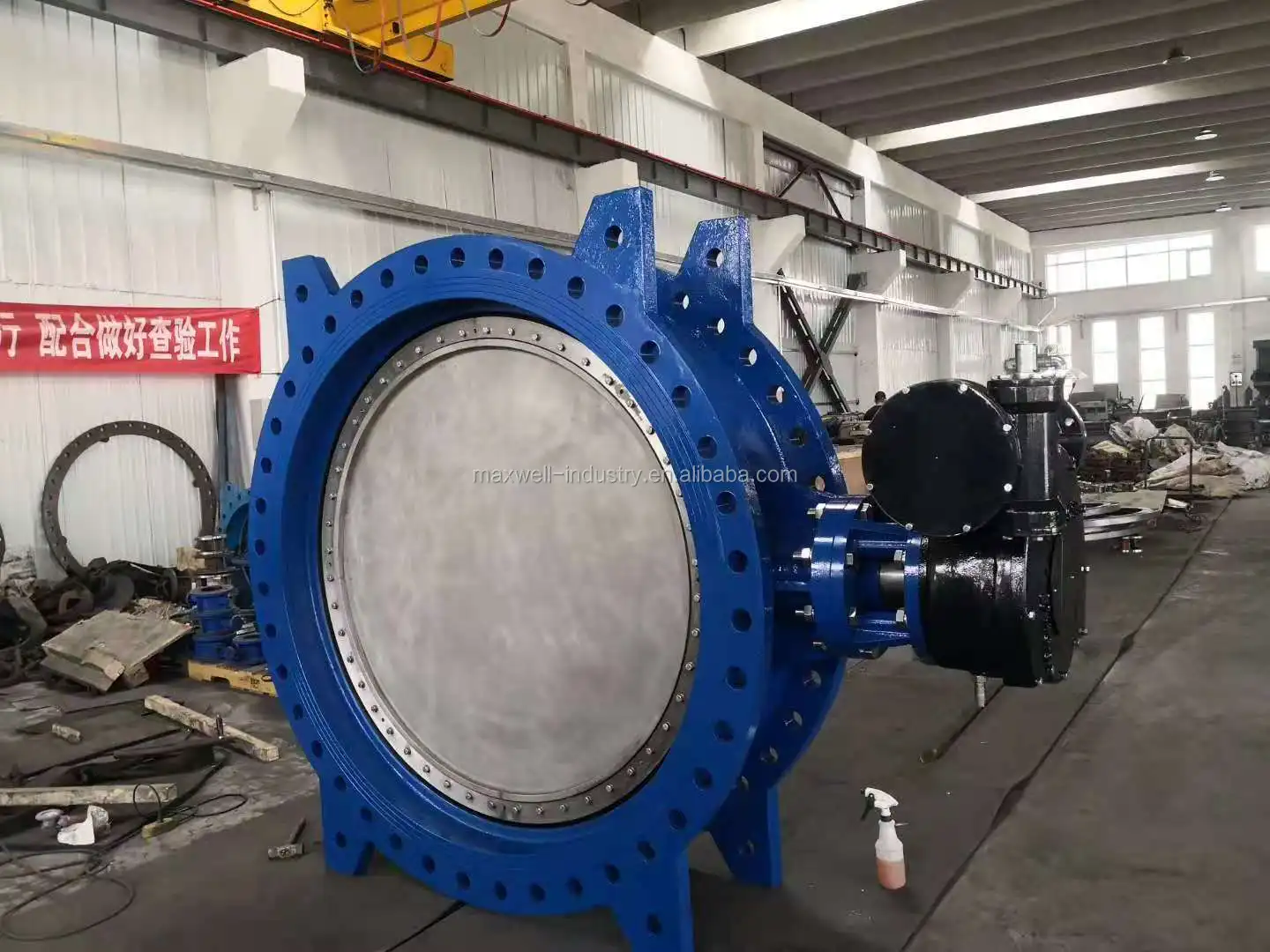 Large Diameter Double Flanged Eccentric Butterfly Valves Ductile Iron ...