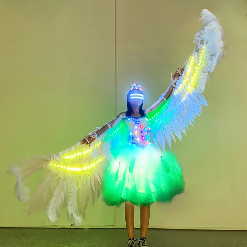 Light Up Colorful Angle Wings Rechargeable Led New Style Luminous Big ...