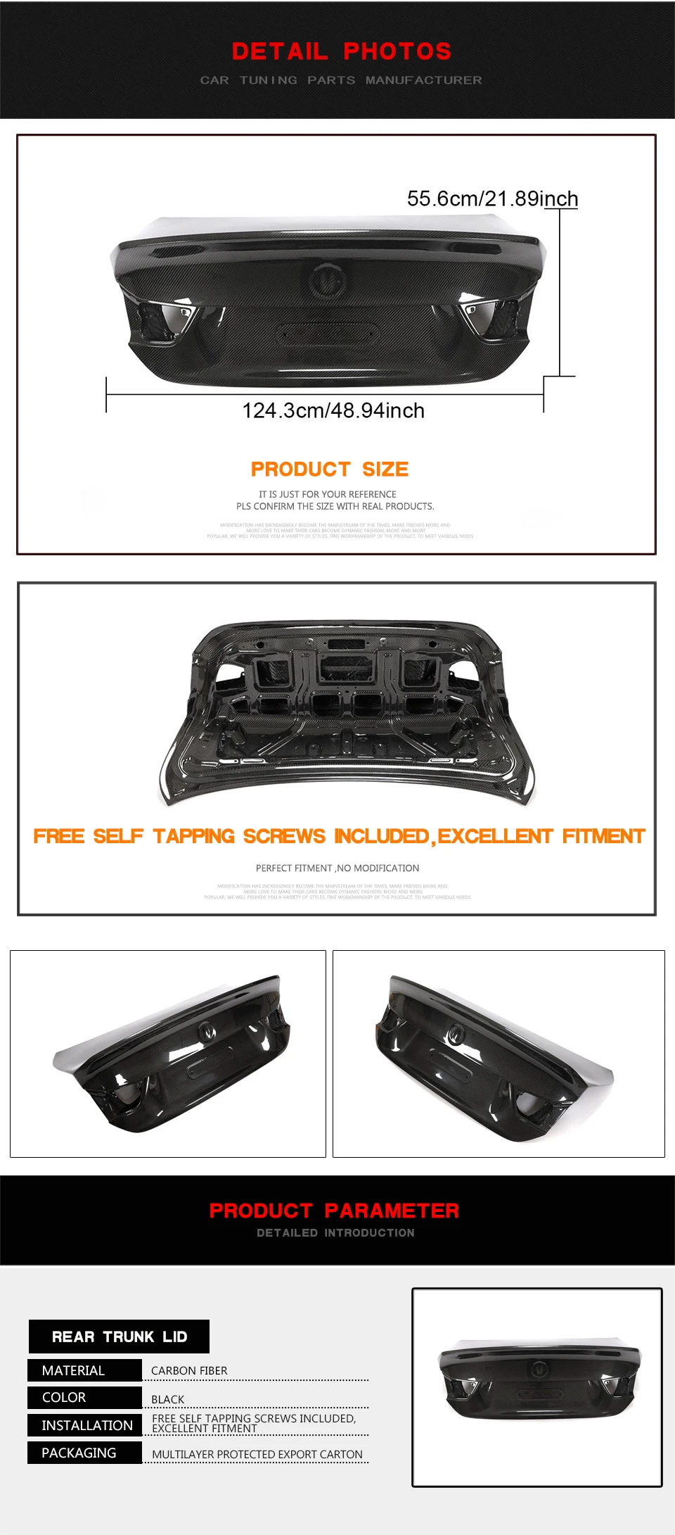 Dry Carbon Fiber M4 Trunk Lid with High Ducktail for BMW F32 M Sport F82 M4 Coupe 2014-2020 ...