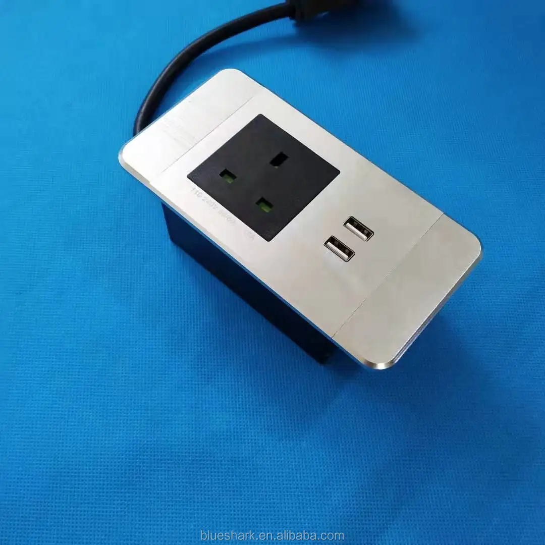 1 Uk Power 2 Usb Charging High Quality Aluminum Alloy Rectangular ...