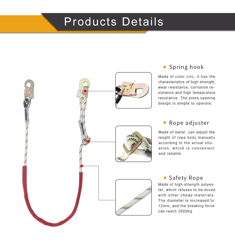 Adjustable Lanyard Work Positioning Single Safety Harness Lanyard - Buy ...