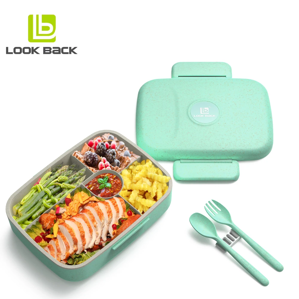 Pla Reusable Straw Leak Proof Single Layer Snack Bento Lunch Box ...
