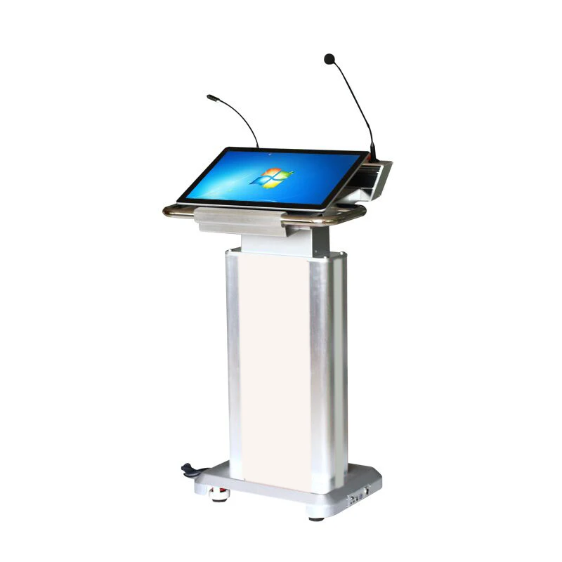Dual Screen Lectern Electric Height-adjustable Podium Aluminum Body ...