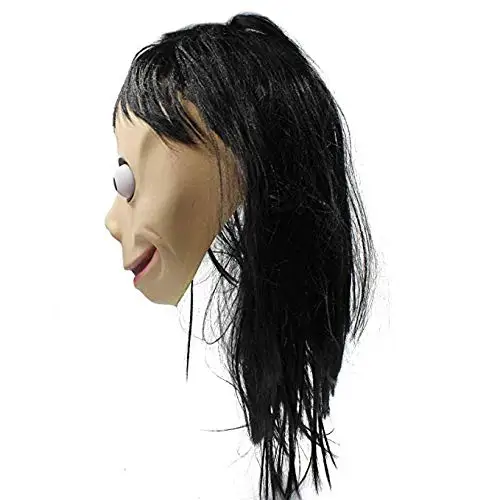 Creepy Mask Scary Games Evil Latex Mask With Long Hair Halloween ...