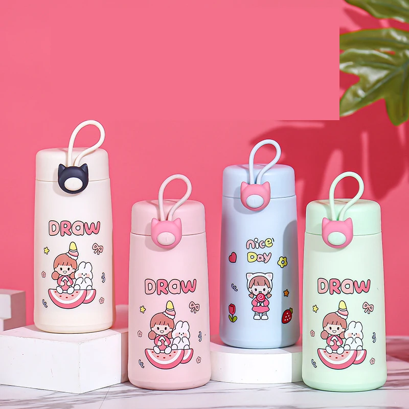 Eco-friendly 300ml Cute Glass Water Bottle For Kids & Adults