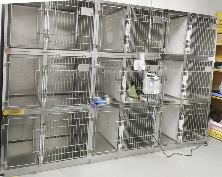 3 Cage Full Round Corner Cage Double Unit Stainless Steel Cat Suite ...