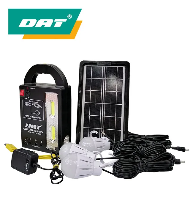 AT-999 Portable Solar Home Lighting System Kits with 3 Bulbs