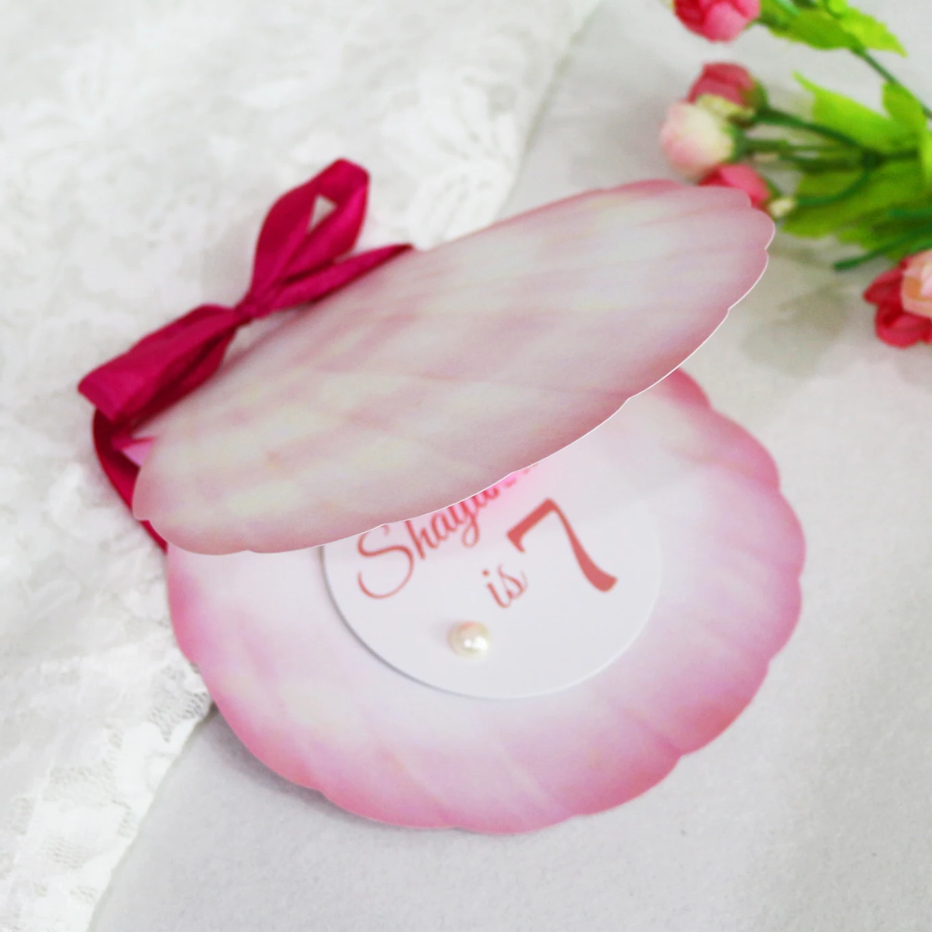 DIY Sea Shell Birthday Party Invite Folded Pop-Up Wedding Invitation ...