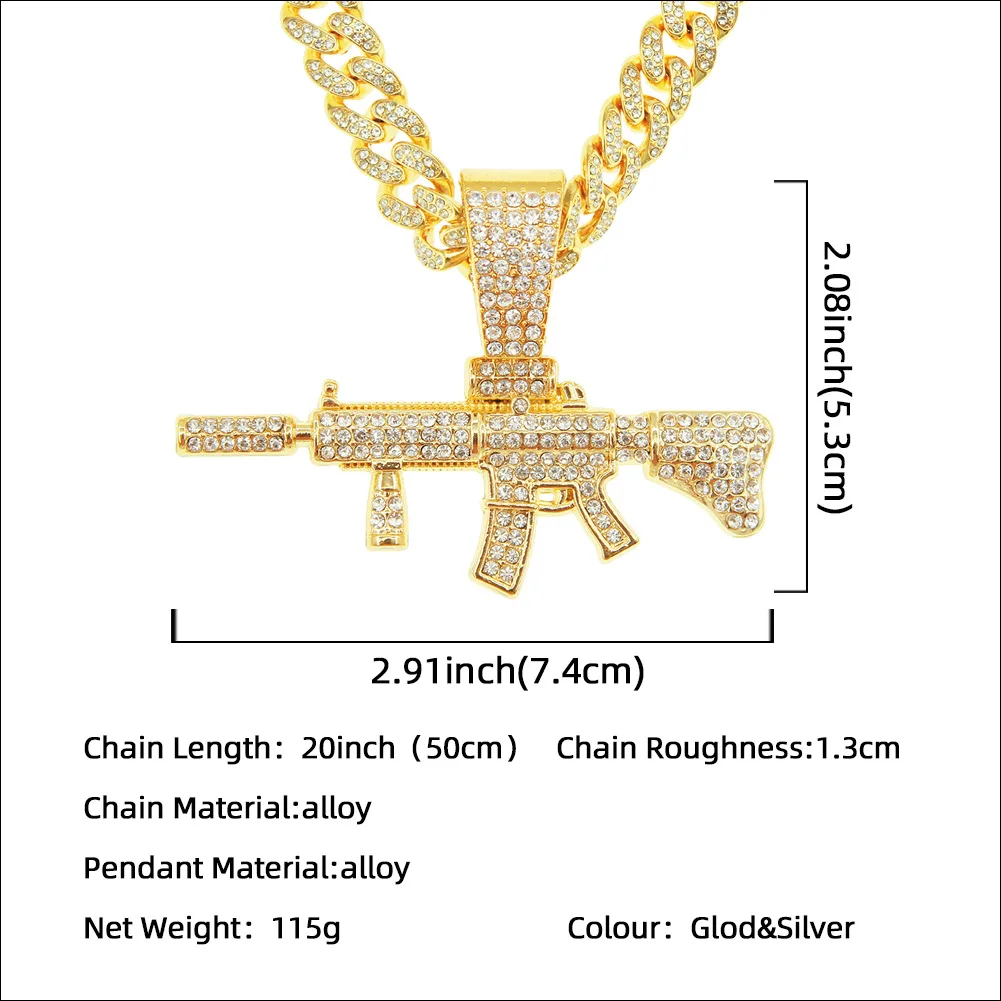 Fashion Ak47 Revolver Uzi Gun Pendant Necklaces Women Men Hip Hop ...
