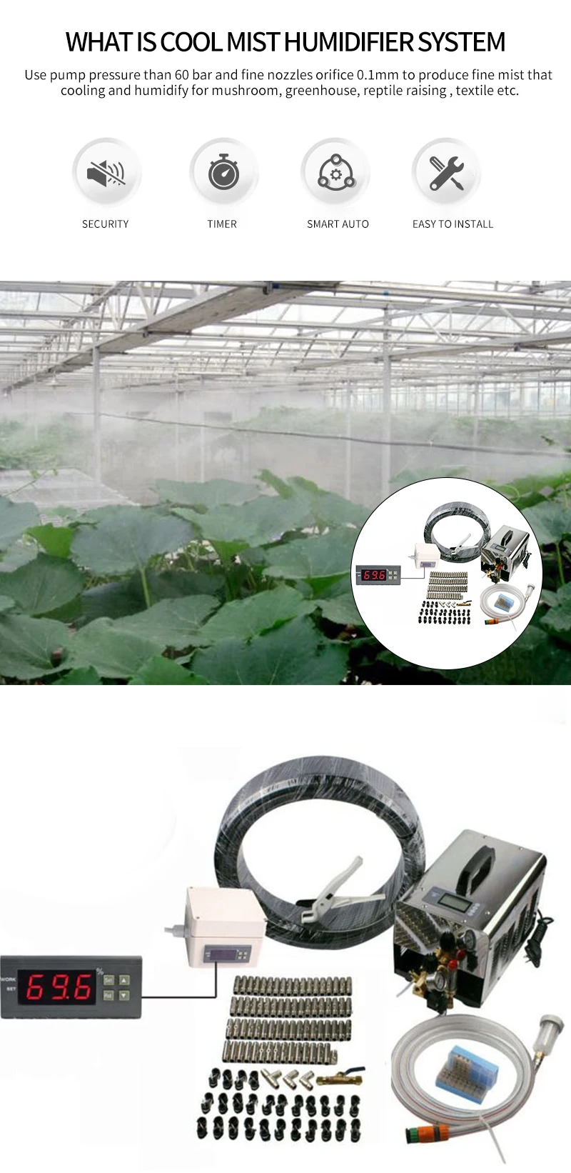 High Pressure Pump Mist Cooling System with Humidity Controller for ...