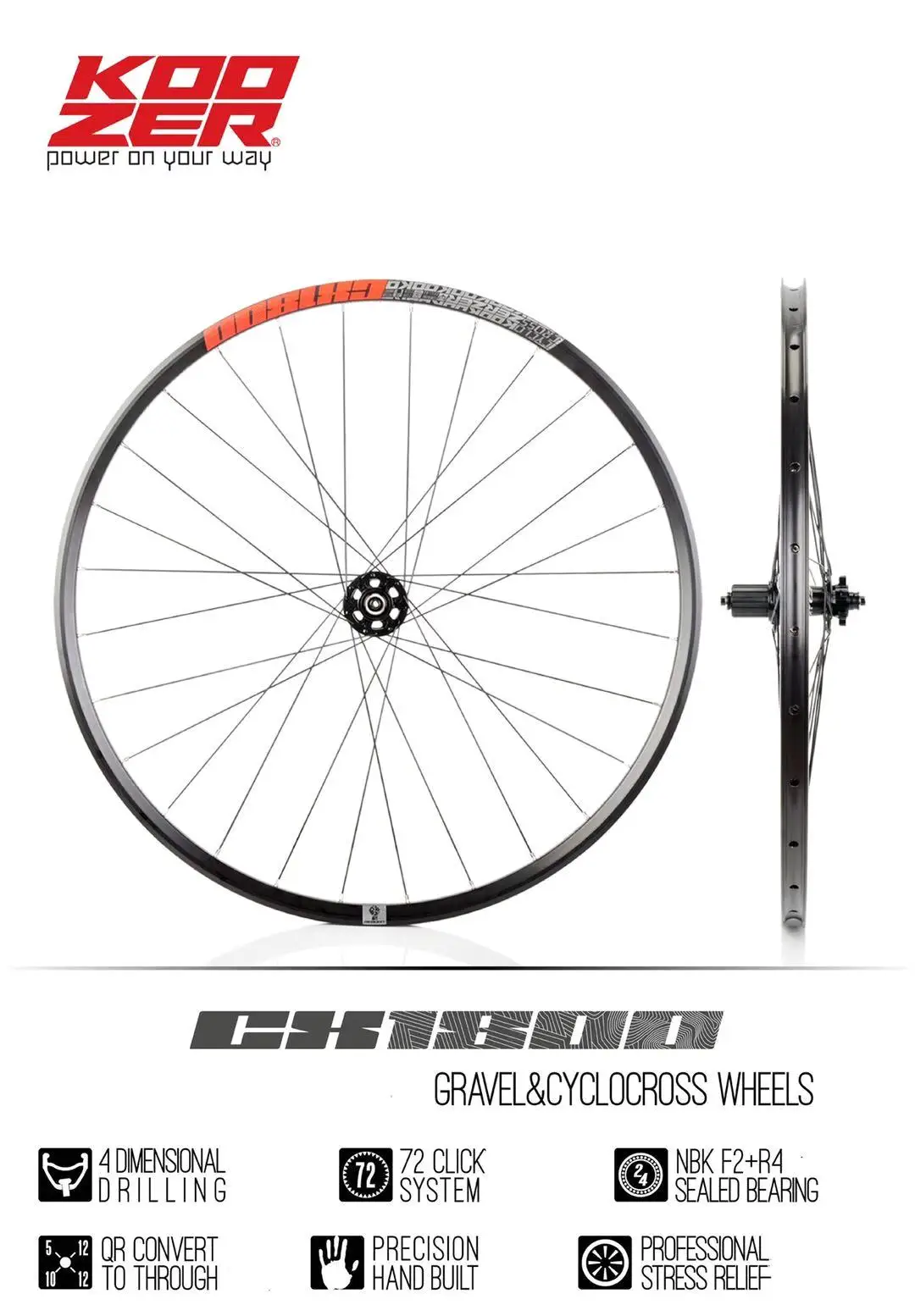 KOOZER CX1800 Gravel Offroad Wheelset | 700C Aluminum Alloy Disc Brake ...