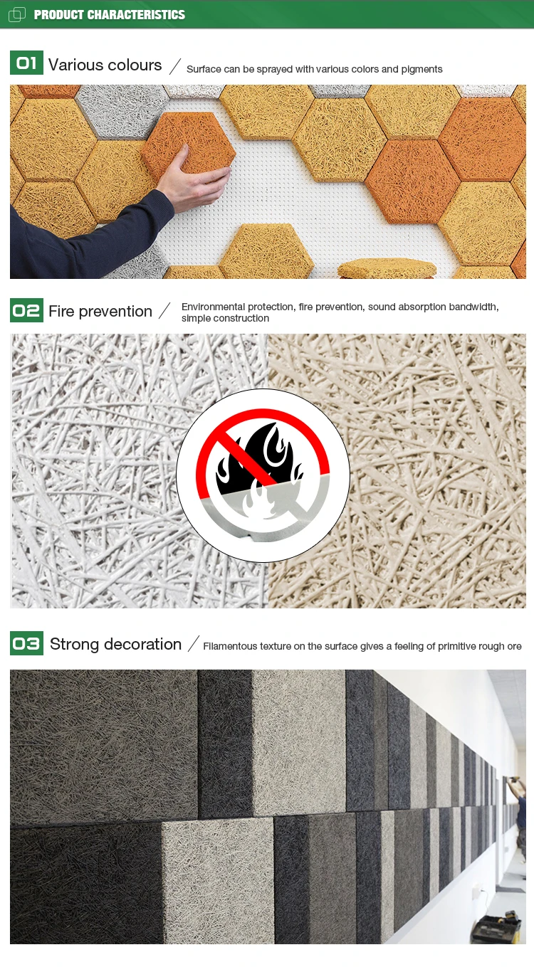 Tiange Dekoratif Panel Akustik Semen Serat Kayu Panel Akustik Kayu Wol ...