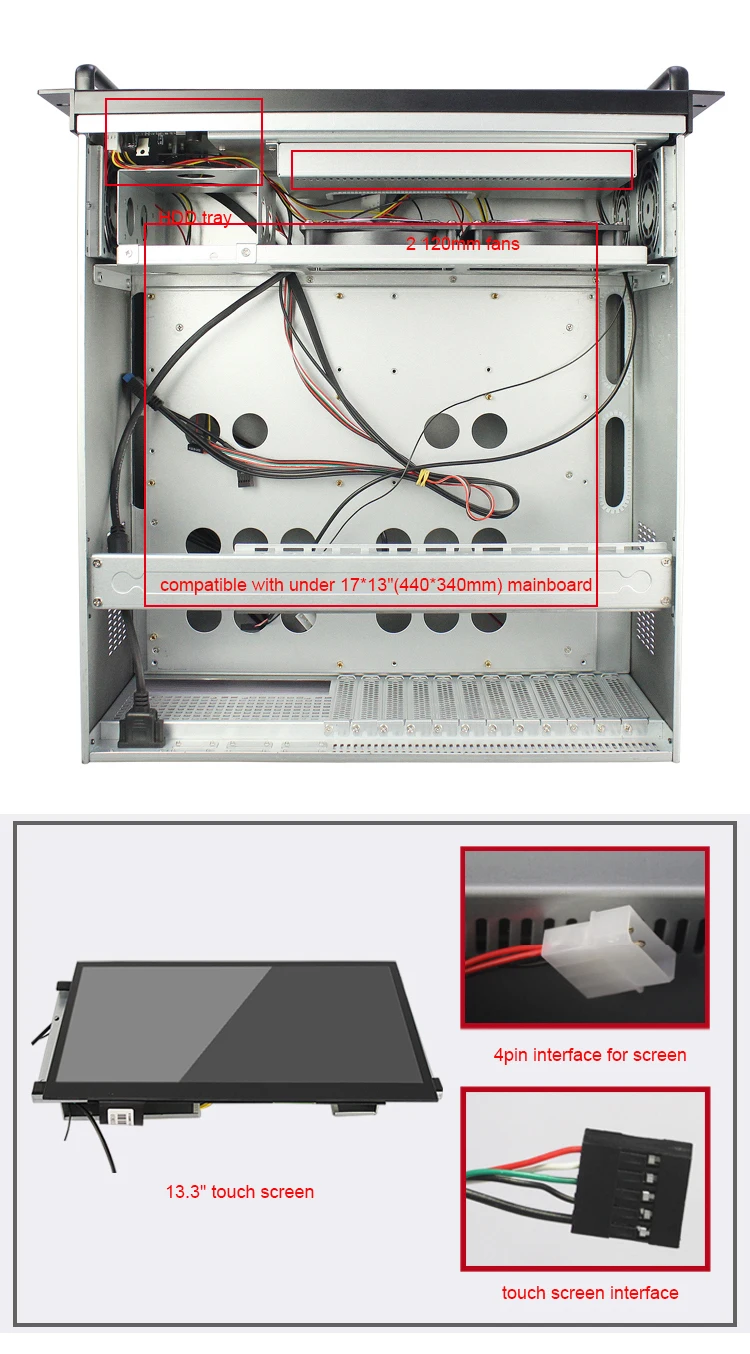 6U Rackmount PC Server Case with Touch Screen & ATX PSU