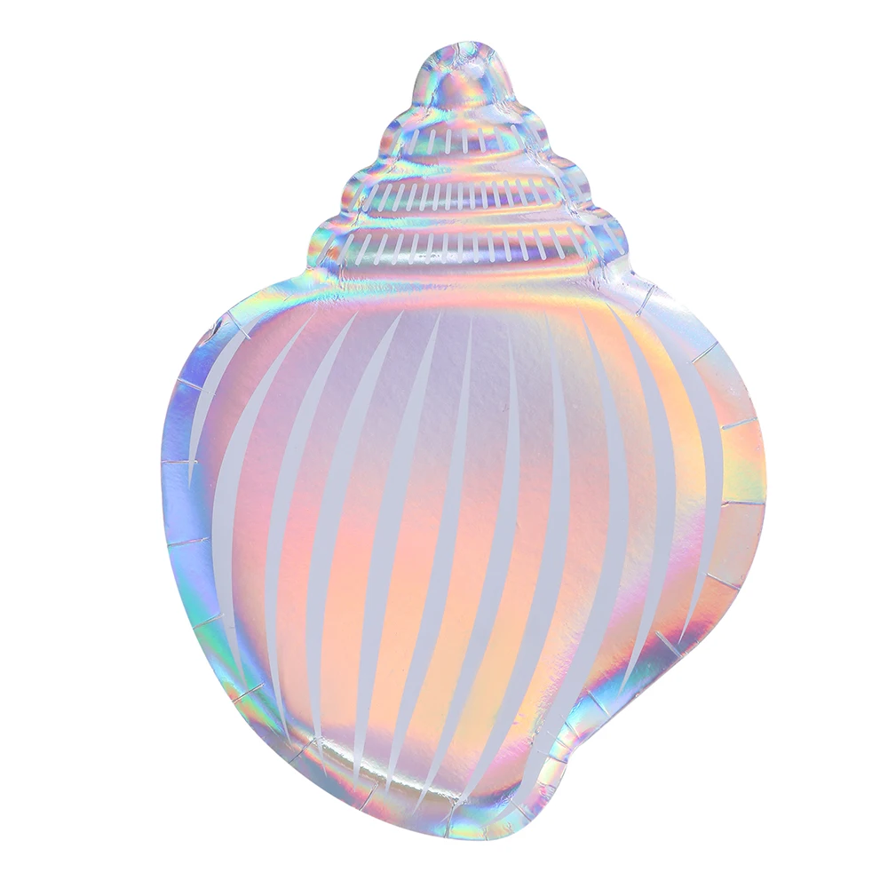 Holographic Foil Sea Shell LFGB Party Paper Plates Conch Shell ...